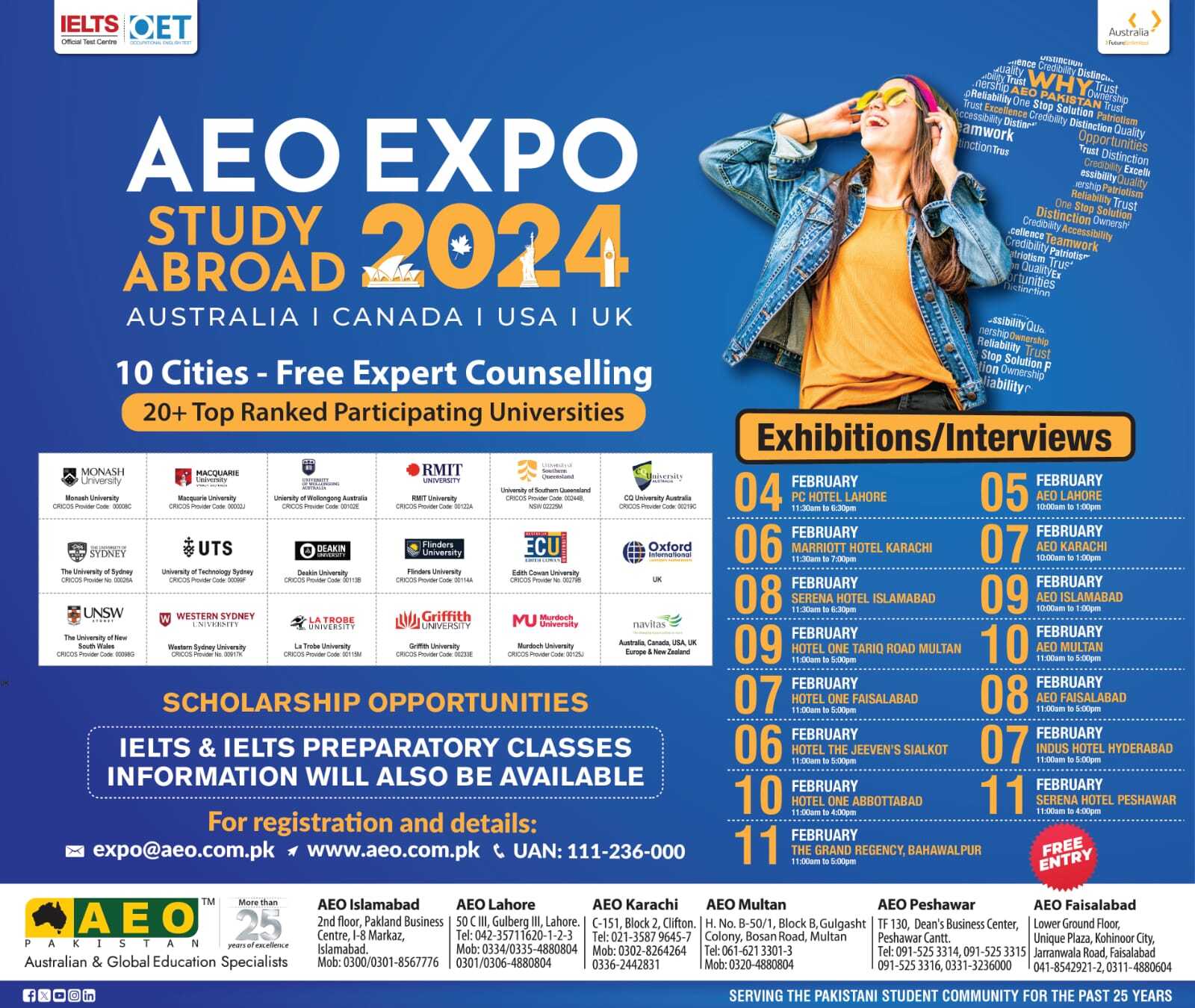 Events- Upcoming IELTS & Study Abroad Events with AEO Pakistan